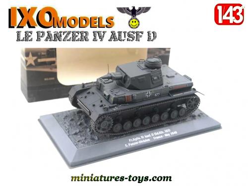 Le char allemand Panzer IV Ausf D gris en miniature par Ixo Models au 1 ...