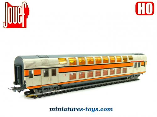 La voiture voyageurs a deux niveaux ABe SNCF miniature par Jouef au H0 HO miniatures-toys