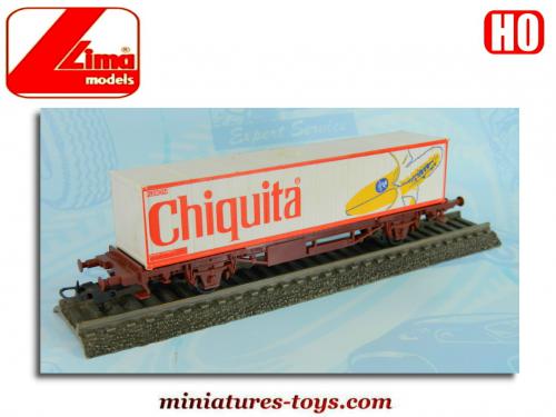 Le wagon plat porte container Chiquita en miniature de Lima au H0 HO ...