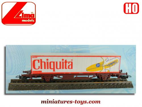 Le wagon plat porte container Chiquita en miniature de Lima au H0 HO ...