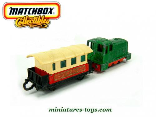 La locomotive diesel et sa voiture voyageurs miniature de Matchbox au 1 ...
