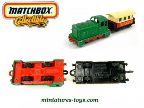 La locomotive diesel et sa voiture voyageurs miniature de Matchbox au 1 ...