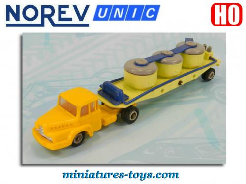 Le tracteur Unic ZU 120 et sa semi containers a ciment miniature Norev au 1/86e miniatures-toys