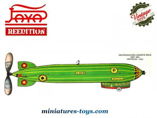 Le Zeppelin en métal reproduit à la façon d'un jouet ancien par Paya ...