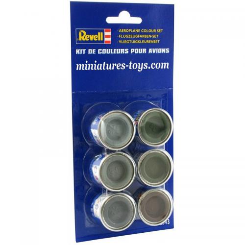 Un lot de 6 pots de peintures a maquettes Revell pour avions miniatures ...
