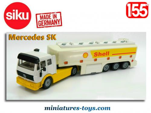 Le Mercedes SK et sa semi remorque Citerne Shell en miniature Siku au 1 ...