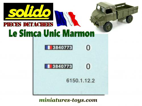 La planche de marquage français du Simca Marmon Unic militaire Solido ...